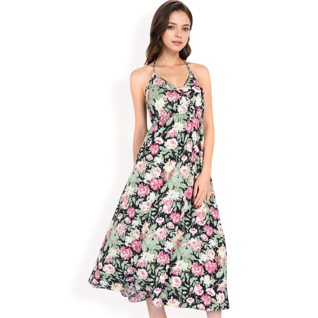 Anna-Kaci Women's Floral Print Spaghetti Strap Maxi Dress with Flowy S