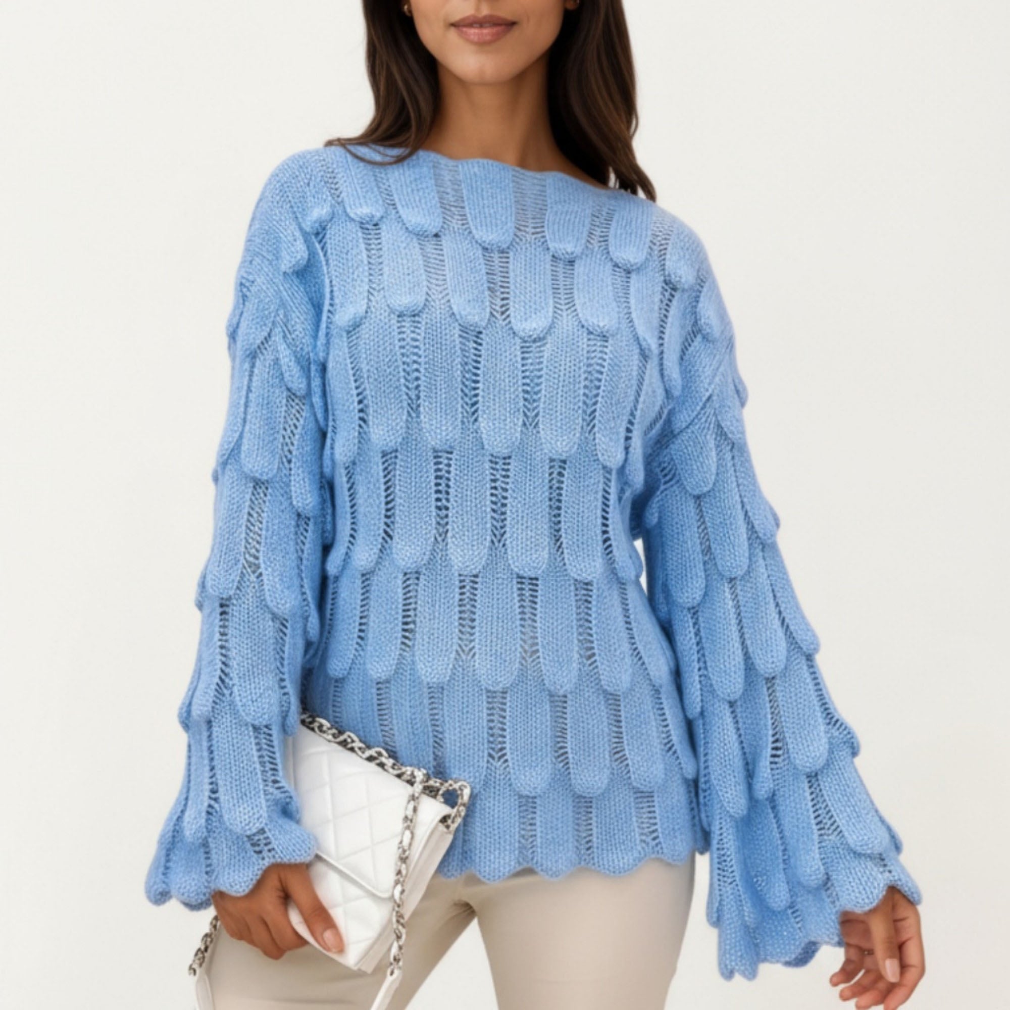 Anna-Kaci Women¡¯s Textured Loop Knit Sweater Top with Soft Open-Stitc
