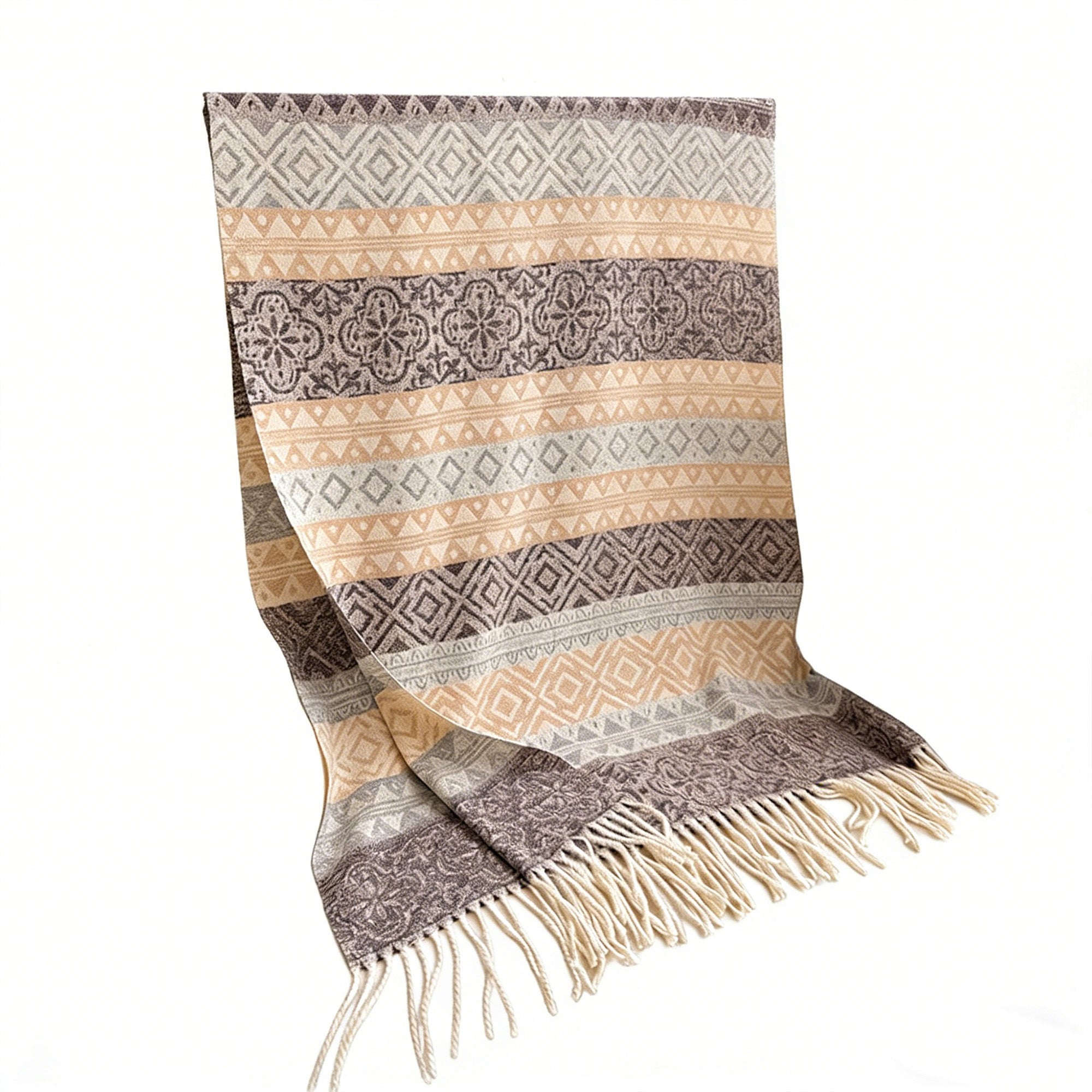 Anna-Kaci Soft Geometric Pattern Winter Scarf with Warm Cozy Knit Text