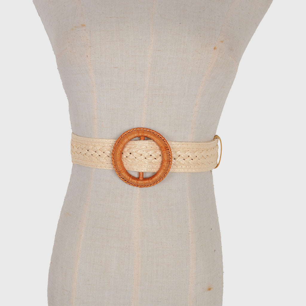 Anna-Kaci Bohemian - Style Woven Belt with Round Plastic Buckle
