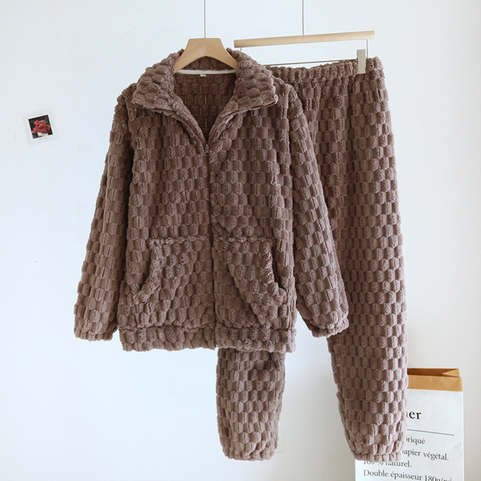 Textured Quilted Knit Jacket and Pants Lounge Coordinates for Women ...